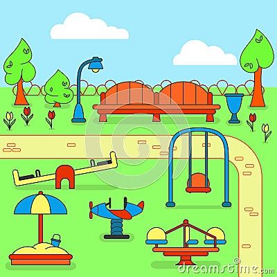 City Park Map With Kids Playground Cartoon Vector | CartoonDealer.com ...