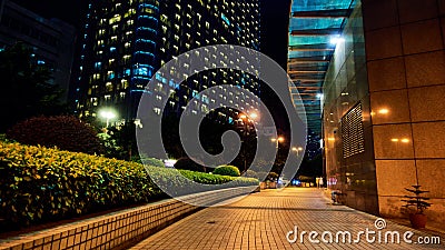 City Sidewalk Stree Night Stock Photo - Image: 58840871