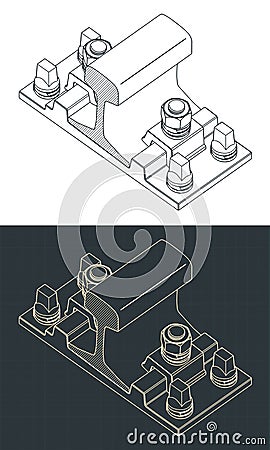 Clamp Rail Fastening System Isometric Drawings Vector Illustration ...