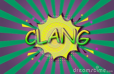 CLANG Comic Speech 3d Text Style Effect High Resolution Cartoon Vector ...