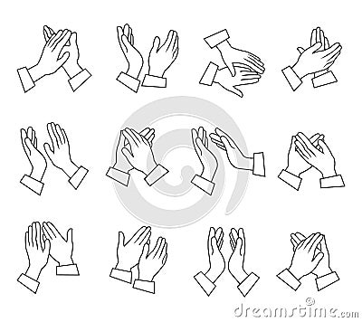 Clapping Linear Black White Icons Vector Illustration | CartoonDealer.com #79817086