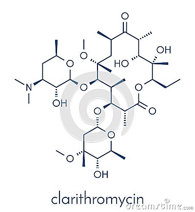 Clarithromycin Antibiotic Drug Macrolide Class Molecule. Skeletal ...