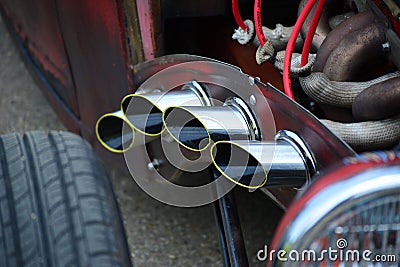 Classic Car Hot Rod Exhaust Pipes Chrome Stock Photo - Image: 56161293