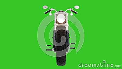 Classic Motorbike on a Green Screen. Front View Stock Video - Video of ...