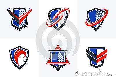 Classic Shields Shapes Set With Different Additional Elements Vector ...