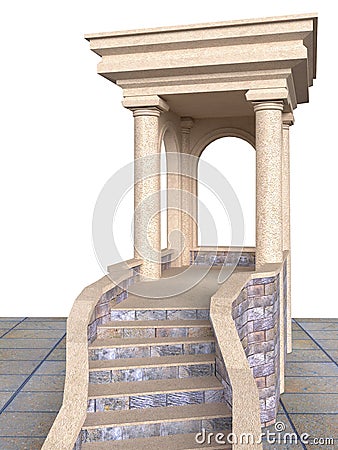 Classic Stone Portico With Columns And Stairs Stock Illustration ...