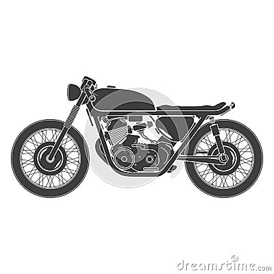 Classic Vintage Motorcycle, Cafe Racer Theme Cartoon Vector ...