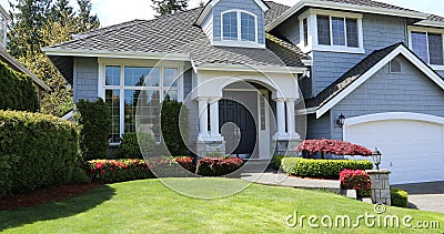 Clean Front Yard of Home during a Nice Spring Day Stock Video - Video ...