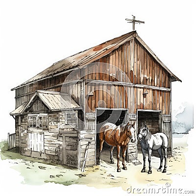 Clean And Realistic Stables On White Background For Invitations And ...