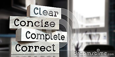 Clear, Concise, Complete, Correct - Words On Wooden Blocks Royalty-Free ...