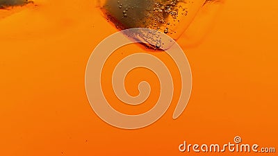 Ice Cubes Melt In Tea Or Whiskey Close Up Stock Video - Video of ...