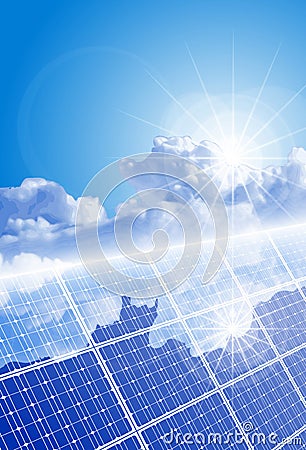 Clear Sky, Bright Sun And Solar Panel Stock Photo - Image: 14119180
