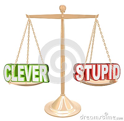 Clever Vs Stupid Words Scale Fine Line Humor Taste Stock Photo ...