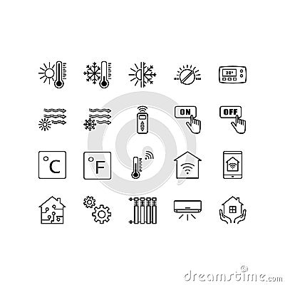 Climate Control Icon Set. Heating, Ventilating And Air Conditioning ...