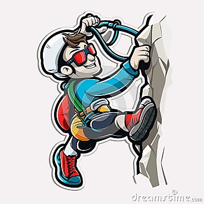 Climber Side Panels. Climbing Work At High Altitudes. Cartoon Vector ...