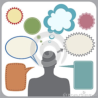 Clipart Of Man With Speech Bubbles. Vector | CartoonDealer.com #43384171