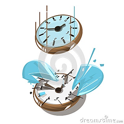 Clock Falling Down And Broken. The End Concept. Smashing Times. Royalty ...