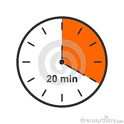 Clock Icon With 20 Minute Time Interval. Countdown Timer Or Stopwatch ...