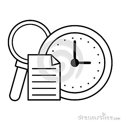 Clock With Magnifying Glass And Timer Cartoon Vector | CartoonDealer ...