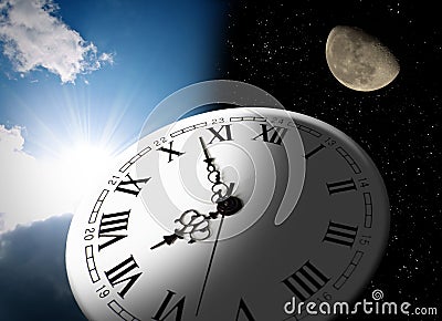 Clock, Moon And Sun Stock Photos - Image: 10583613