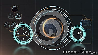 Clock Moving and Data Processing Stock Video - Video of global, icon ...