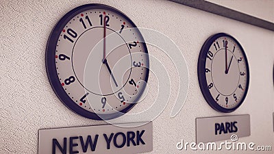 Clocks On Wall, Symbol For Greenwich Mean Time Stock Image ...