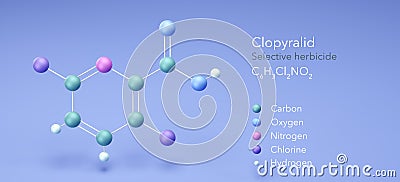 Clopyralid Molecule, Molecular Structures, Herbicide, 3d Model ...