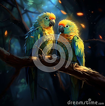 Close Aesthetic Shot Of Two Lovely Parrots Royalty-Free Stock ...