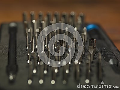Close-up On Bits, Metal Tips For Various Screws Stock Photo ...
