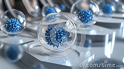Close Up Of Blue Exosome Particles In Transparent Spheres Showcasing ...