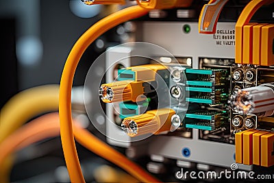 Close-up Of Cables Being Connected To 5g Transmitter For Ultrafast And ...