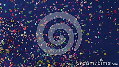 Close Up Confetti Explosion on Black Background. Slow Motion Confetti ...