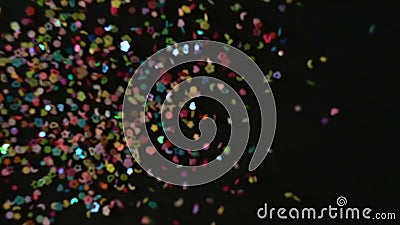 Close Up Confetti Explosion on Black Background. Slow Motion Confetti ...