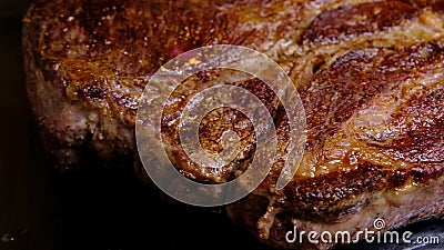 Close Up of Cooked Beef Steak with Details of Surface Texture. Grilled ...