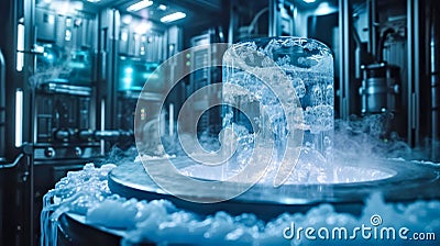 Close-up Of A Cryogenic Freezing Process With Ice Forming In A Lab ...