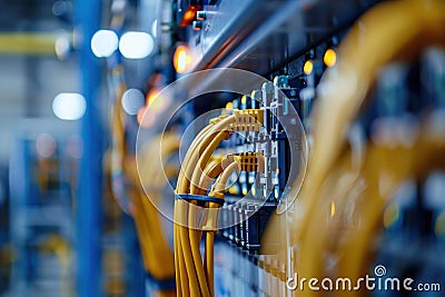 Close-up Of Electrical Panel With Yellow Control Cables Royalty-Free ...