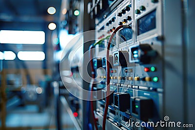 Close-up Of Electrical Power Control Panel With Cables And Switches ...