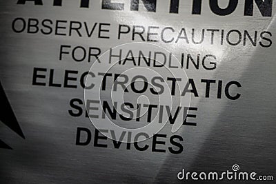 Close-up Of ESD Protected Moisture Barrier Vacuum Bag Caution Warning ...