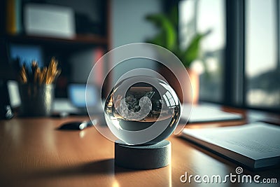 Close-up Of A Glass Sphere On A Desk, Ai Generated Royalty-Free Stock ...