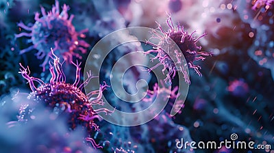 Close-up Of A Group Of Dangerous Spherical Bacteria Under A Microscope ...