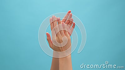Close Up of Hand Clapping on the Blue Background. Celebration Concept ...