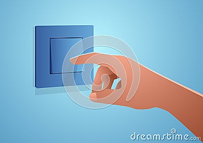 Close-up Of A Human Hand Turning On And Off A Light Switch Cartoon ...