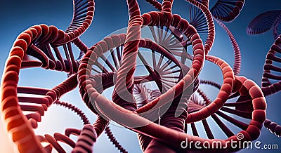 Close Up Illustration Of A Nucleic Acid Double Helix With Connected ...