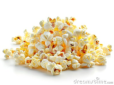 A Pile Of Freshly Popped Popcorn On A White Background Royalty-Free ...