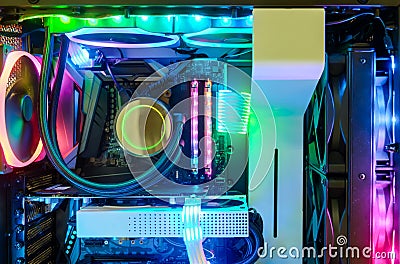 Inside Desktop PC Gaming And Multicolored LED RGB Light Show Status On ...