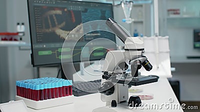 Close Up of Laboratory Microscope on Desk Stock Video - Video of ...