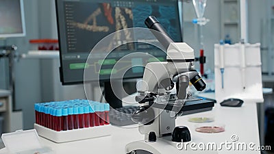Close Up Of Laboratory Microscope On Desk Royalty-Free Stock Photo ...