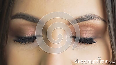 Close Up Look of Opening and Blinking Eyes. Slowly Stock Footage ...