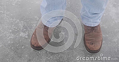 Close-up of a Man S Feet on Melted Ice Stock Video - Video of closeup ...