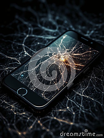 Close-up Of A Mobile Phone Structure Showing Lightning And Discharges ...